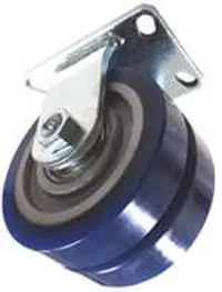 6" Rigid Caster - Dual Blue Polyurethane Wheels - CM30 | Caster City