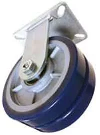 8" Rigid Caster - Dual Blue Polyurethane Wheels - Model 50 | Caster City