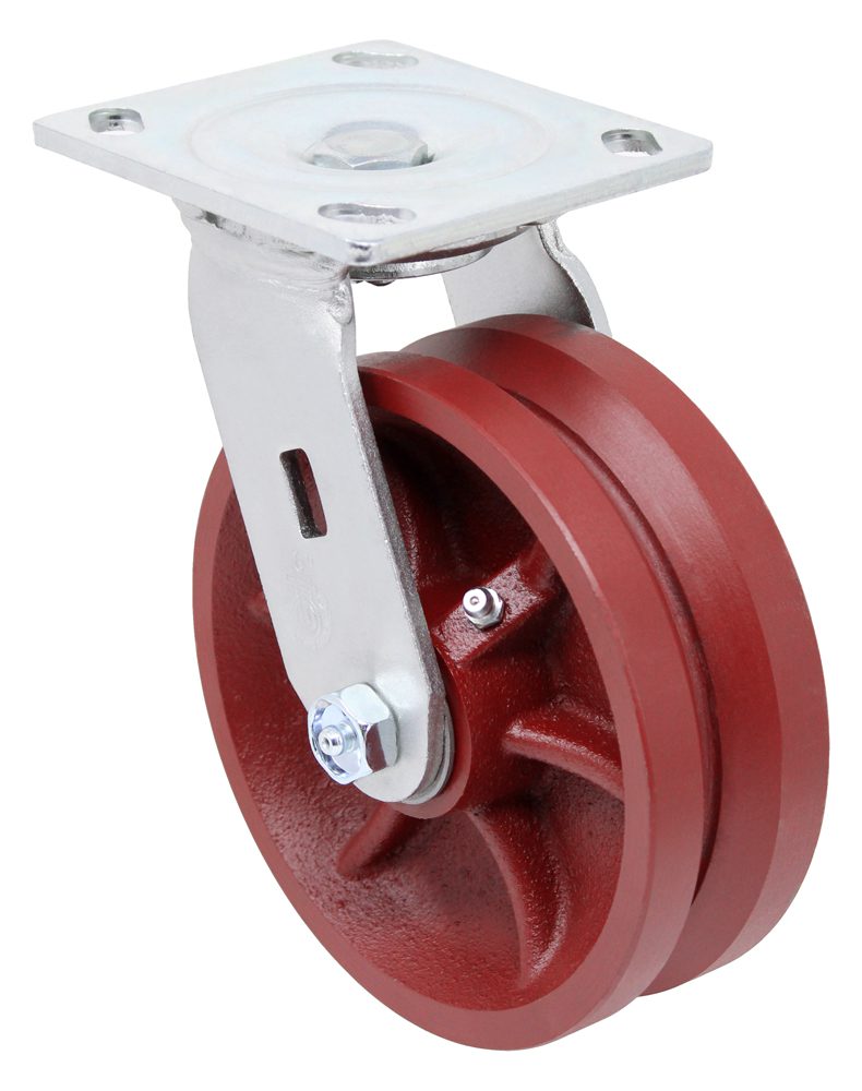 6" Ductile Steel V Groove Wheel - Model 9 Swivel Caster | Caster City