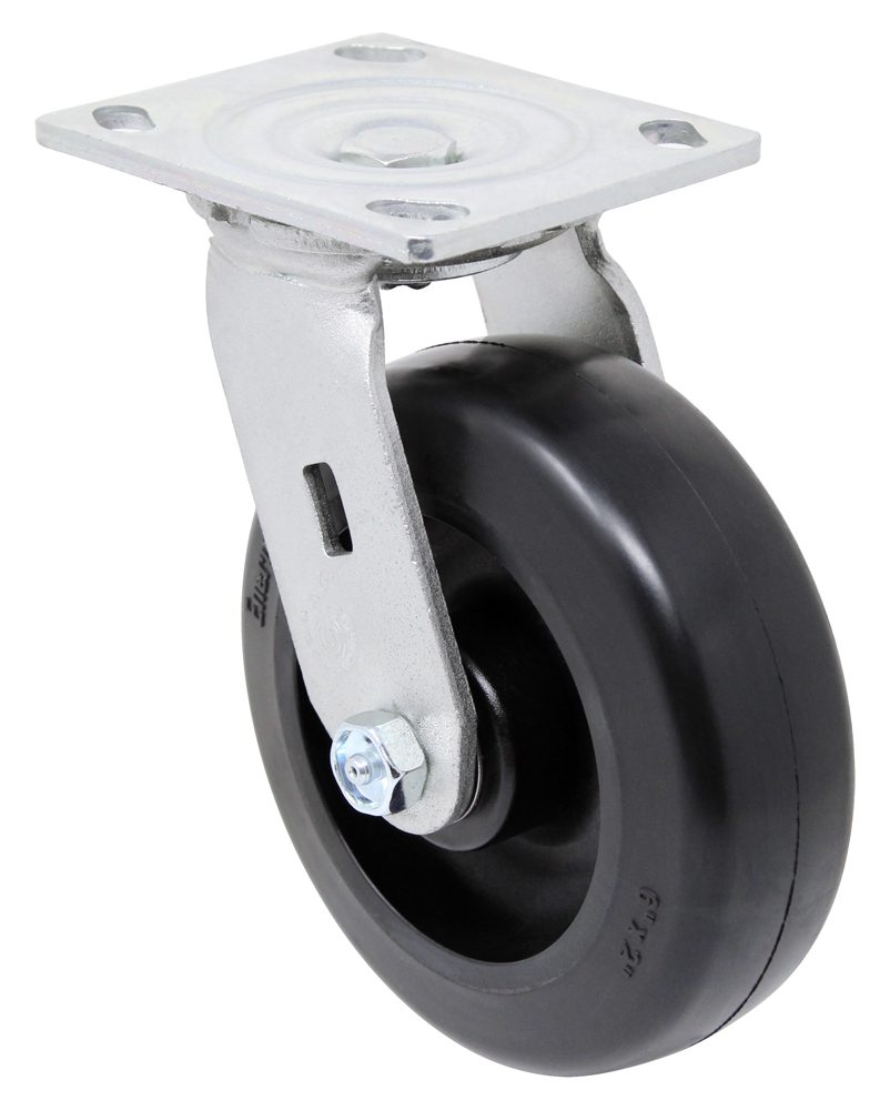6" x 2" Black Neoprene Rubber Wheel - Stainless Steel Plate 9 | Caster City