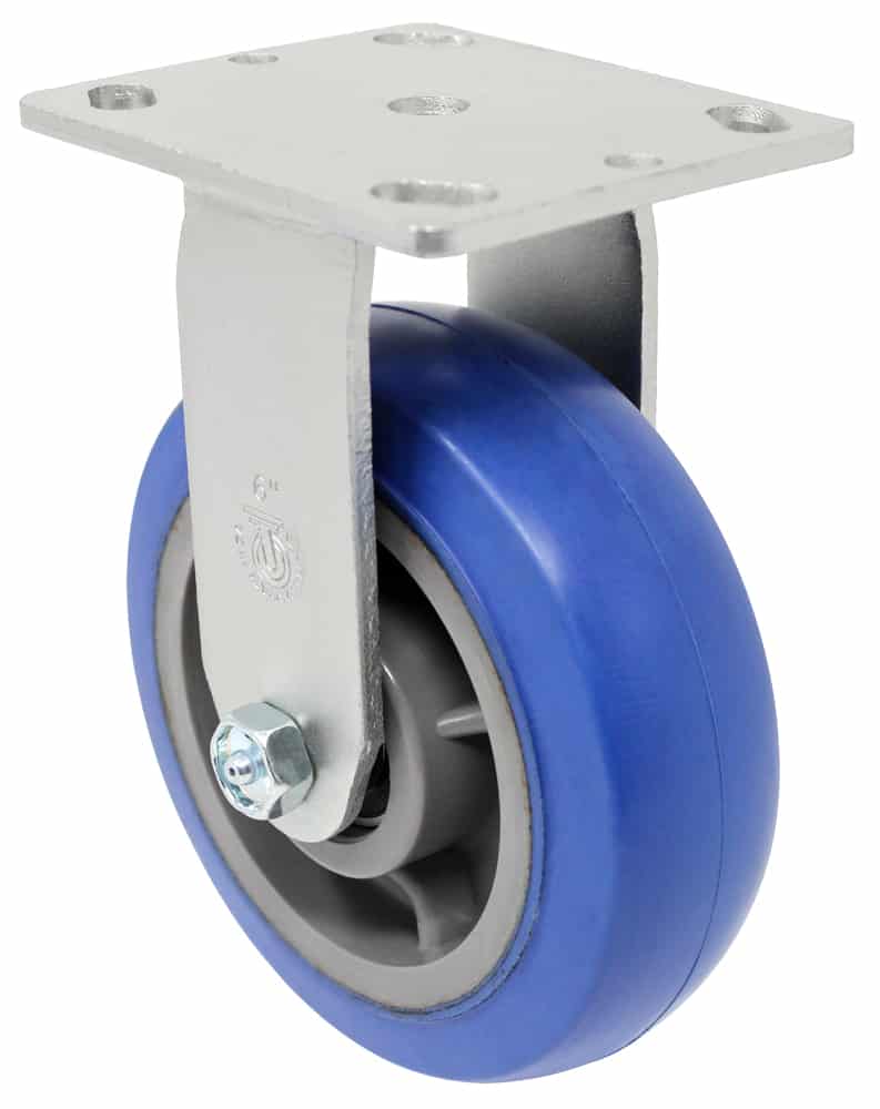 5" Blue Ergonomic Rubber Slight Crown - Model 9 Rigid Caster | Caster City