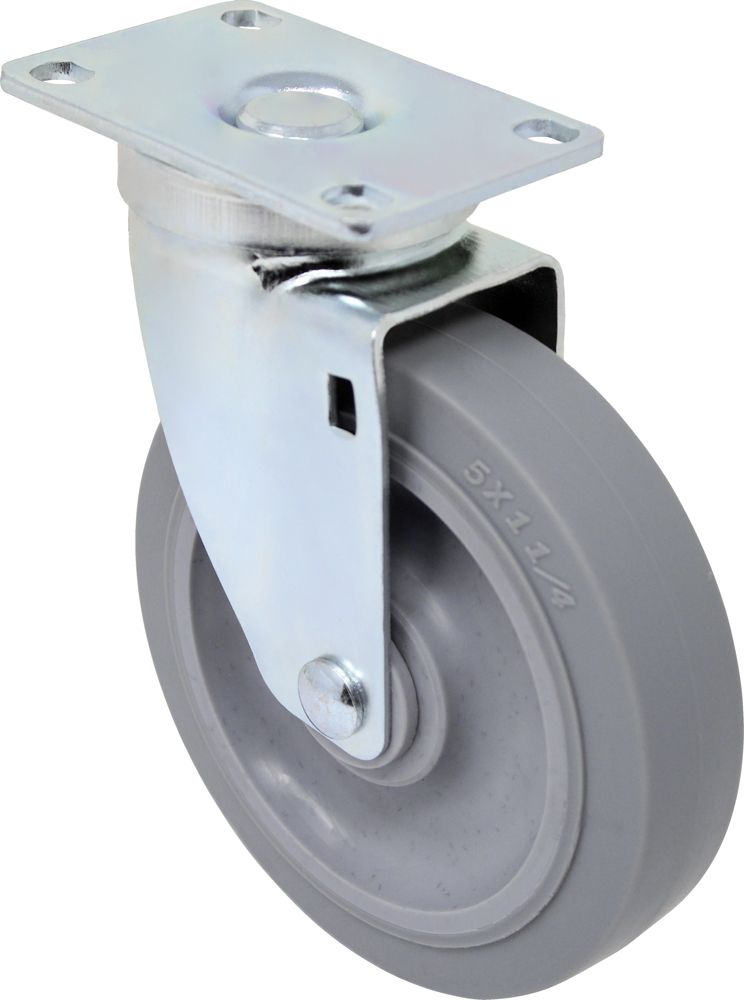 4" High Capacity Gray Rubber Wheel - Plate Swivel Caster 3 | Caster City