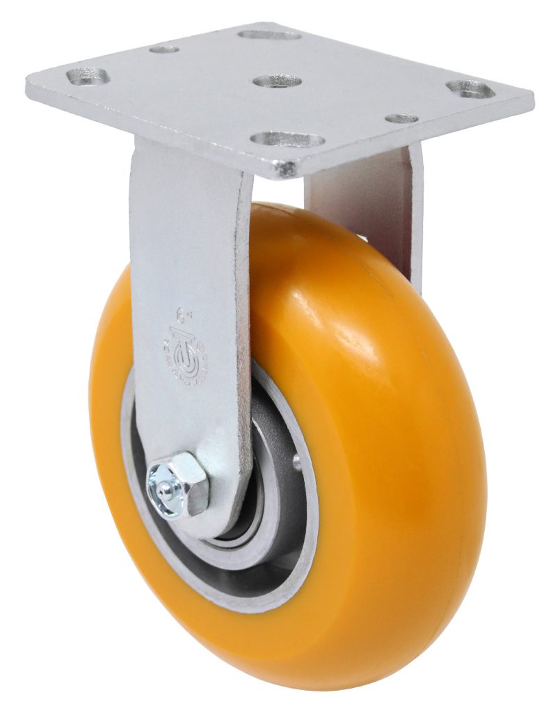 4" Crown Tread Orange Polyurethane on Aluminum - Model 9 Rigid Caster ...
