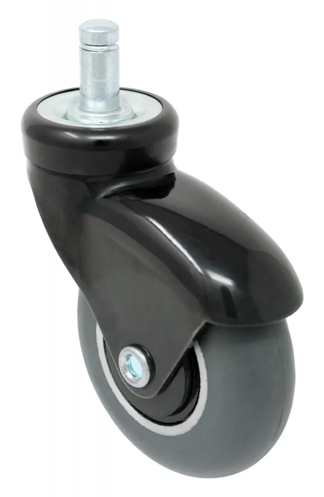 3" Soft Gray Rubber - BLACK Chrome Elite Chair Caster | Caster City