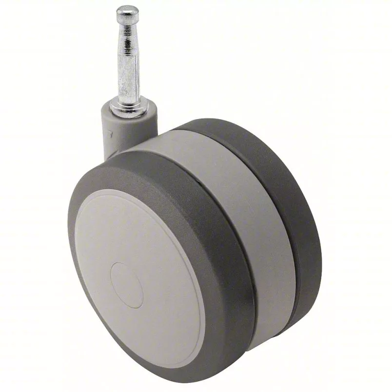 3" Gray Rubber Twin Wheel Furniture Caster -Grip Neck Stem | Caster City