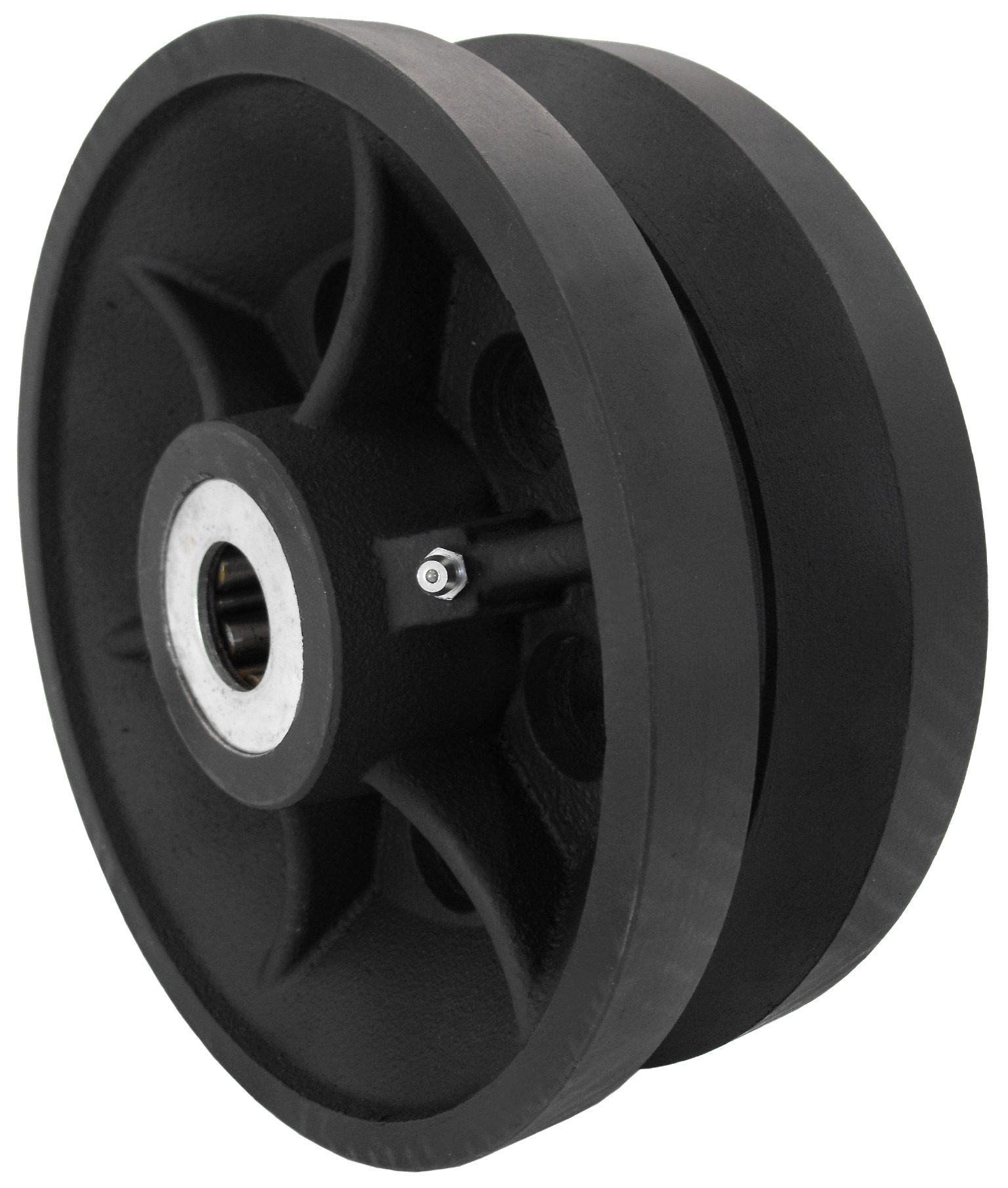 6" x 3" V Groove Iron Wheel - 1" Roller Bearing | Caster City
