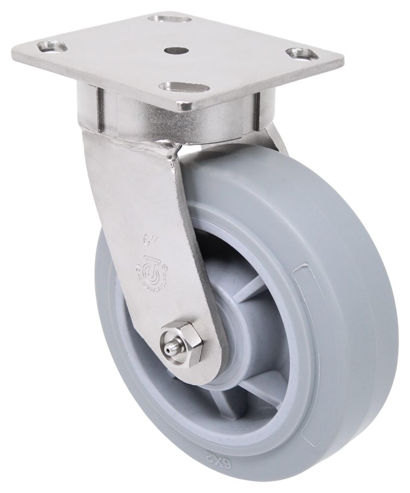 4" High Capacity Rubber Swivel Wheel - Kingless Swivel G15 Caster ...