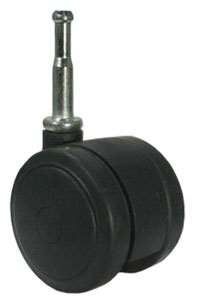 50mm Black Rubber Twin Wheel Caster - Grip Neck Stem | Caster City