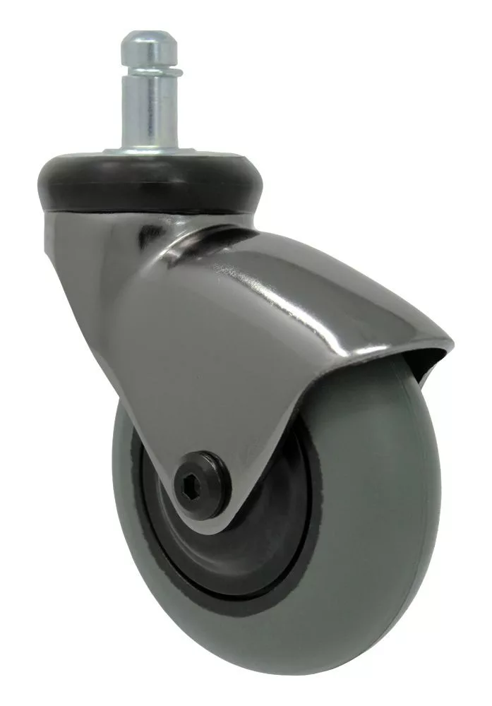 3" Gray Rubber - Dark Chrome Elite Furniture Caster | Caster City