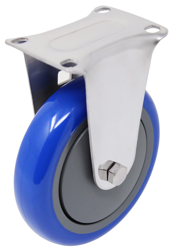 3" Blue Polyurethane on Polyolefin Wheel - Plate Rigid Caster 3 ...