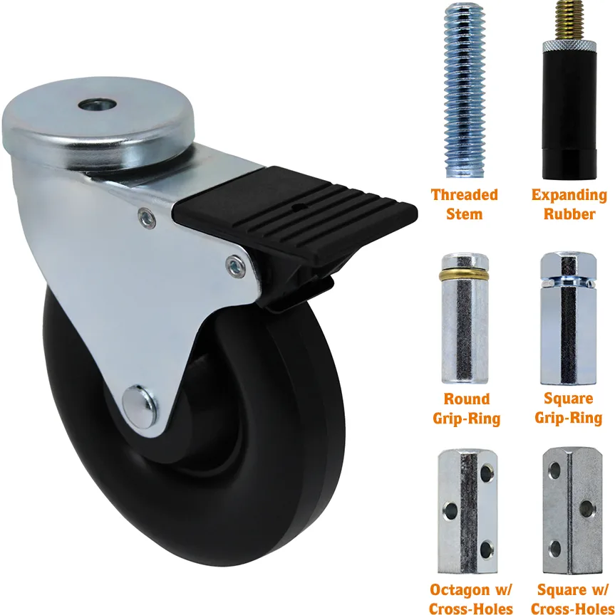 4" Polyolefin - Total Lock Stem Model K3A ML | Caster City