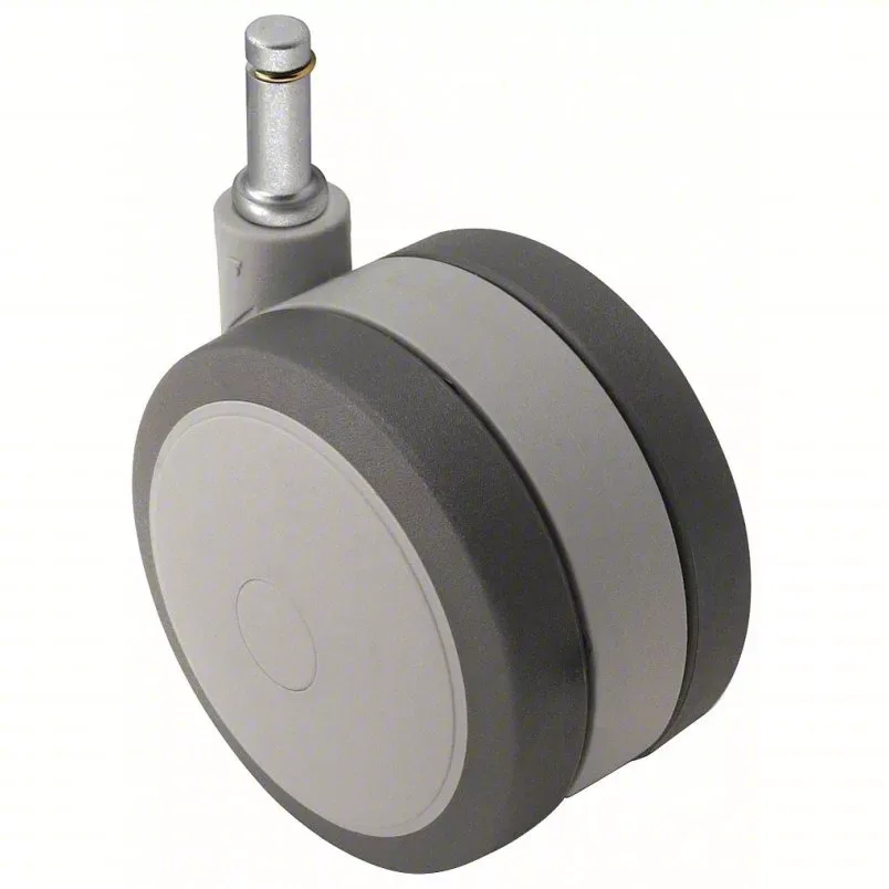 2.5" Gray Rubber Twin Wheel Chair Caster - Grip Ring Stem | Caster City