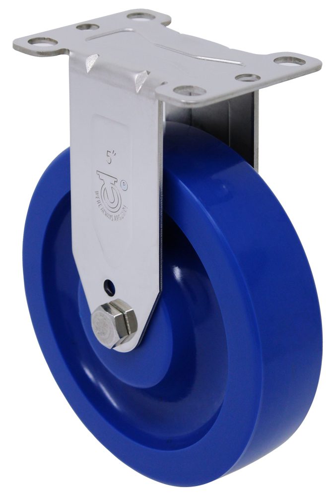 316 Stainless Steel Rigid Caster - 5" Solid Polyurethane Wheel | Caster ...